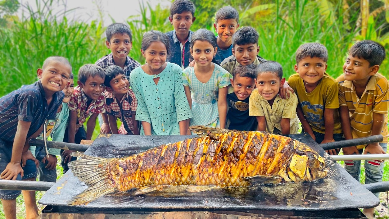 Kids Cook Giant 12KG Fish in Village Picnic – Fun BBQ Feast! | গ্রামে ...