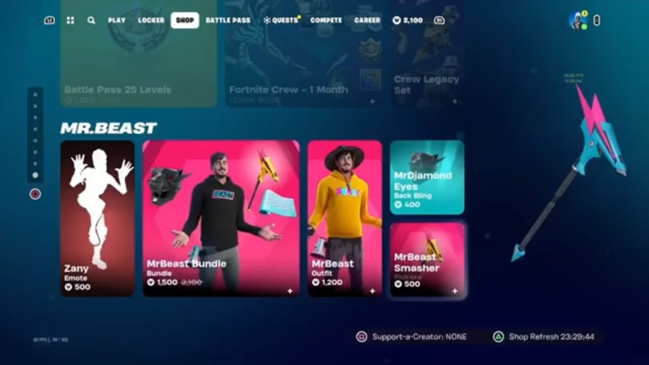 Fortnite item shop review and mr beast haves a new style for the skin ...