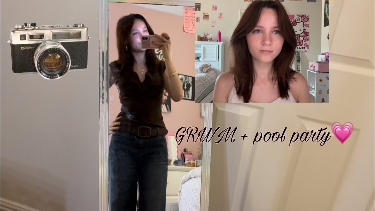 GRWM + pool party! (First video) - YouTube