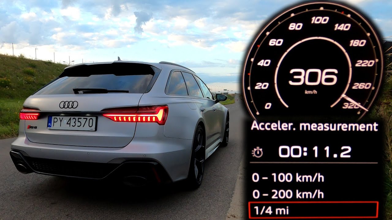 Audi RS6 Performance 630 HP acceleration 0-60 mph 0-100-200-250-300 km ...