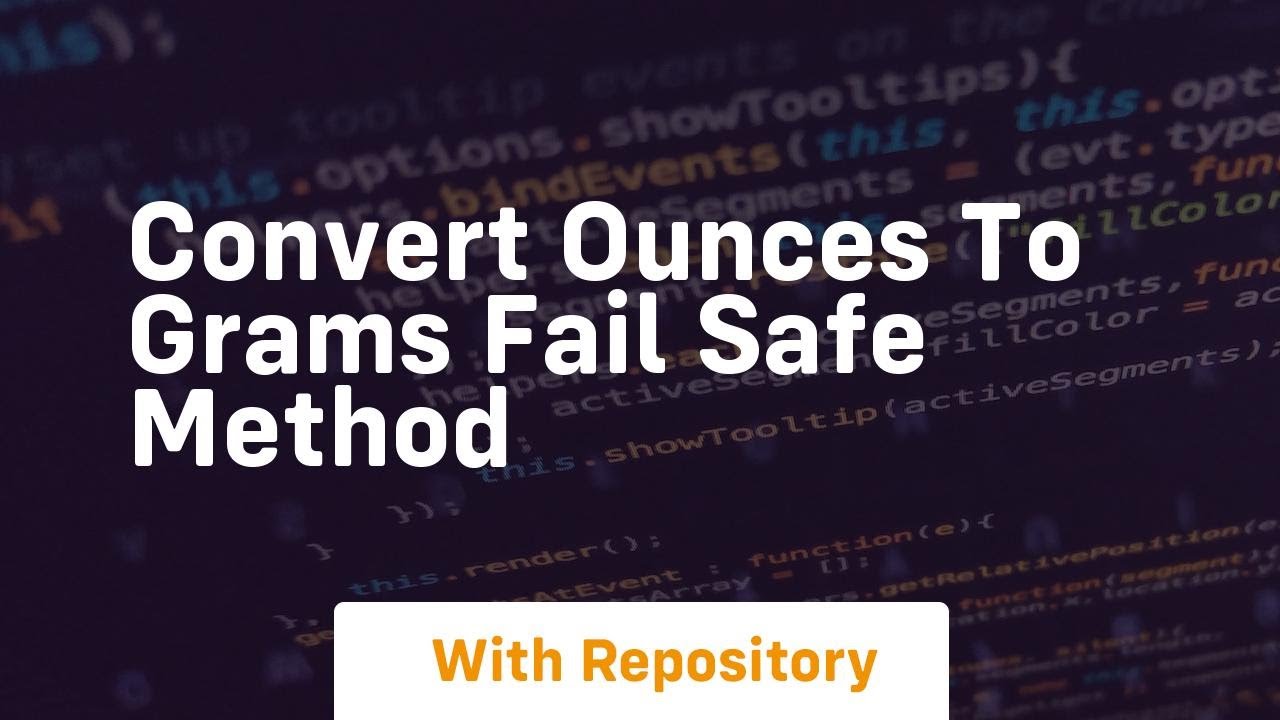 Convert ounces to grams fail safe method - YouTube