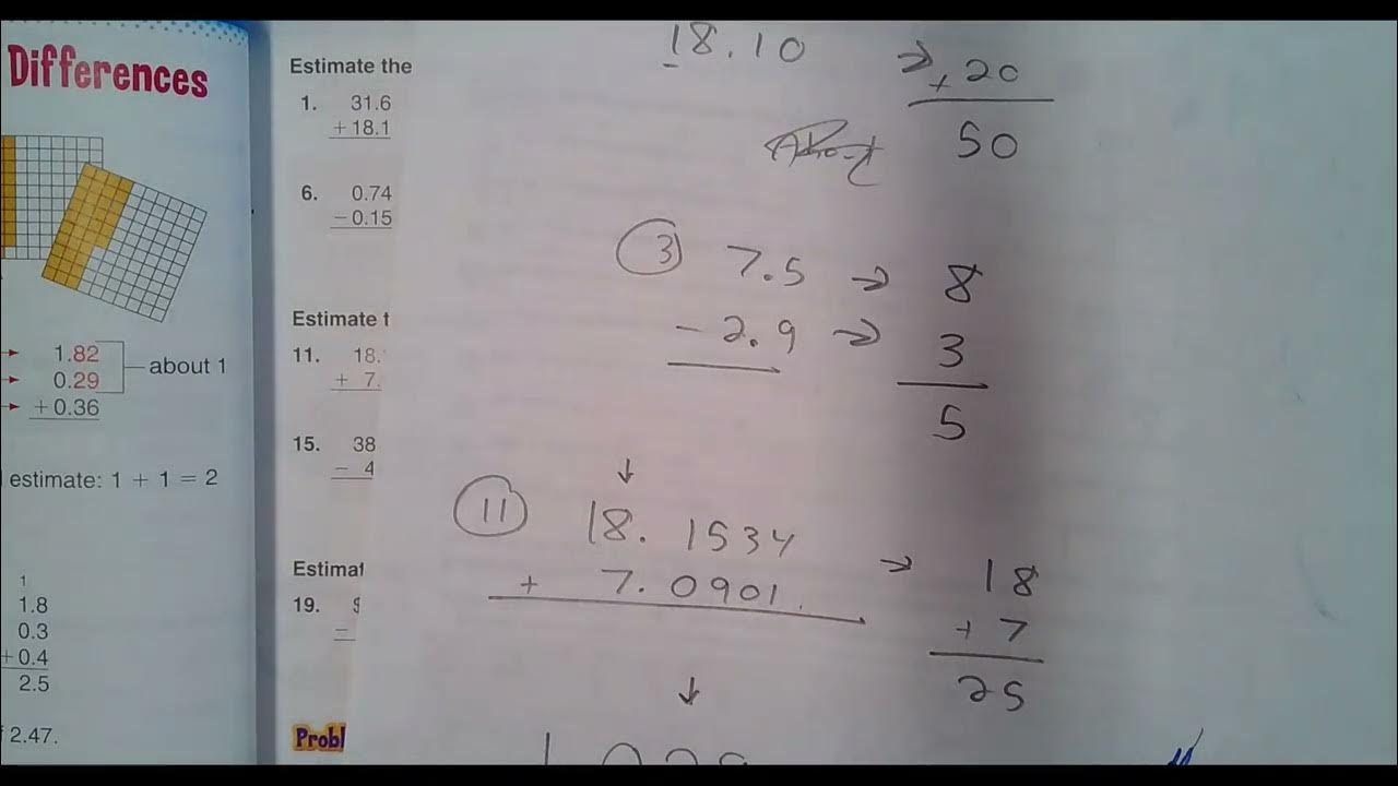 Grade 6: 1-6: Estimate Decimal Sums and Differences - YouTube