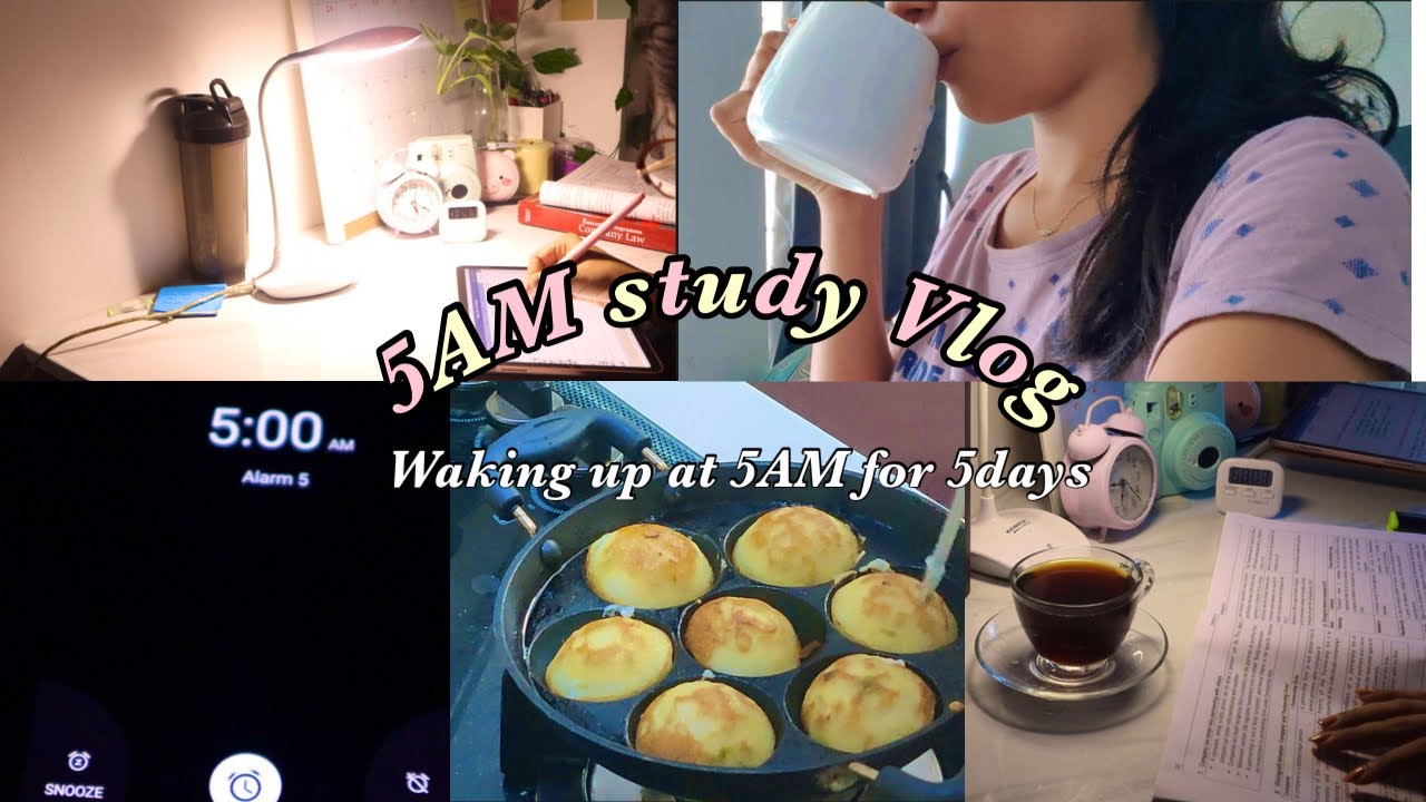 Productive 5am Morning Study Vlog||🕓 5am study with me for 5days || StudyVlog #22 || StudyNest ...