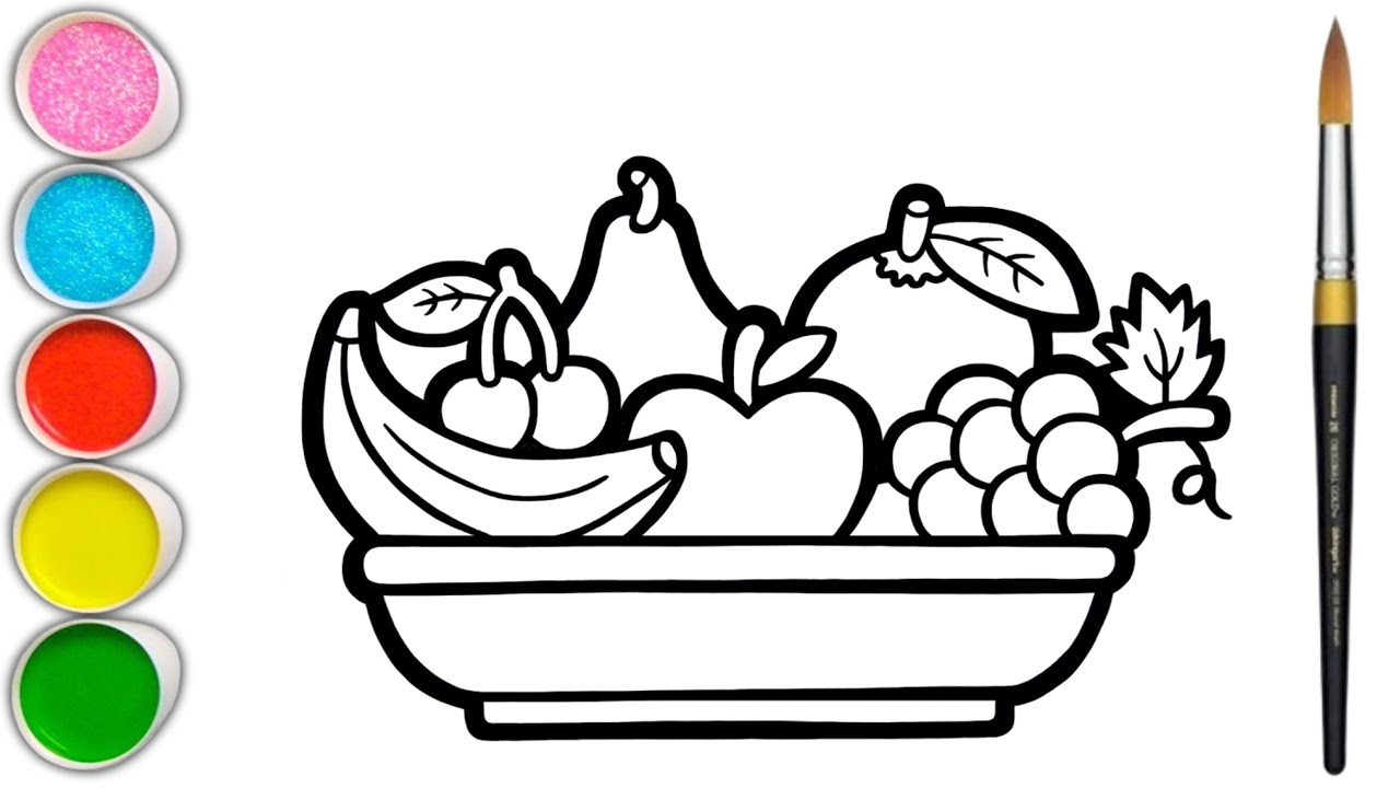 Fruits Drawing || How To Draw Cute Fruits || Fruit Basket Drawing ...