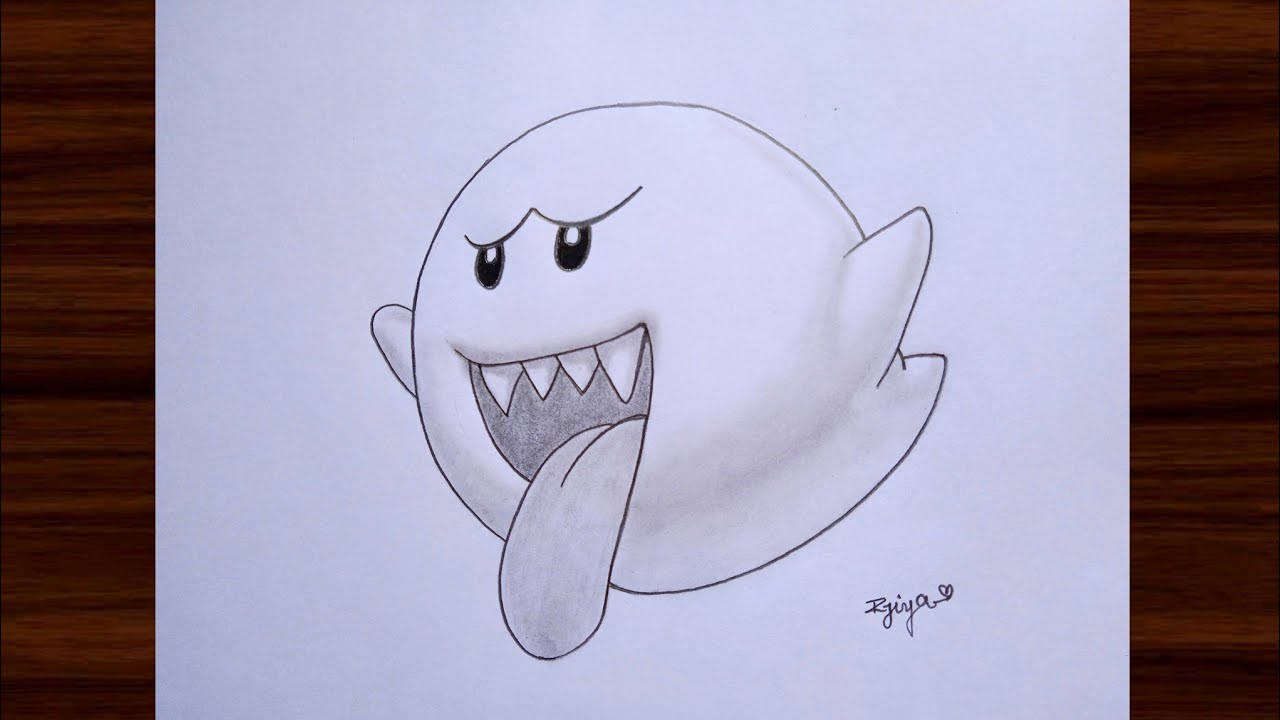 How to Draw Boo | Super Mario easy drawing - YouTube