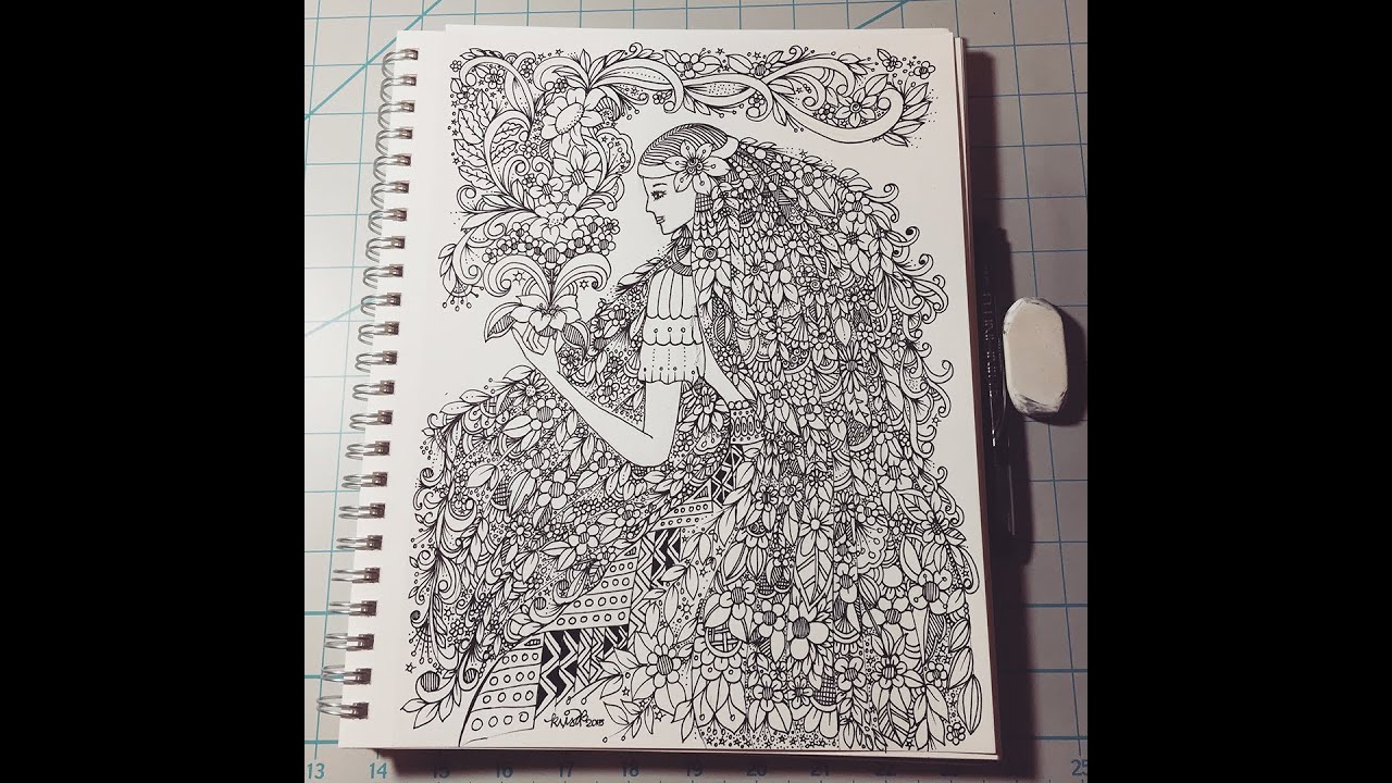zentangle inspired woman - art journal entry - YouTube