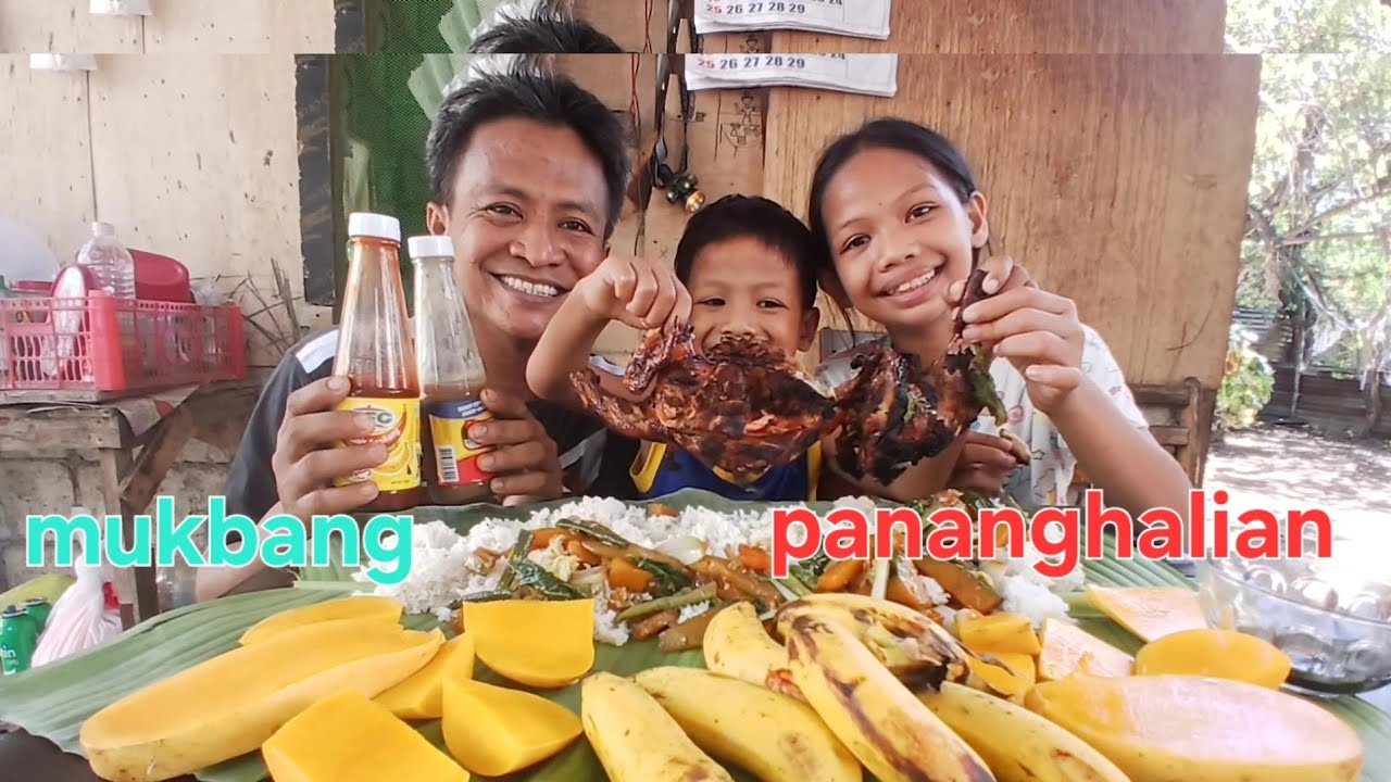 Gulay at inihaw na manok na may kasamang mangga at saging - YouTube