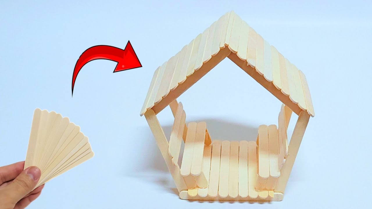 How to make a gazebo with popsicle sticks in the simplest way - YouTube