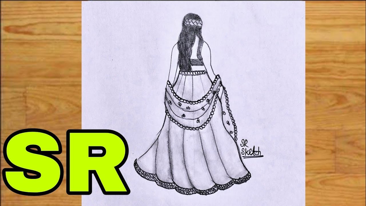 how to draw a girl with beautiful lehenga chunri easy drawing# ...