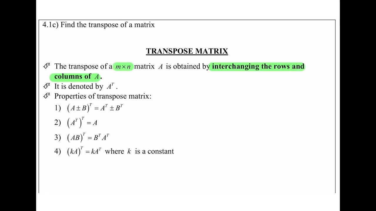 Transpose Matrix part 1 - YouTube