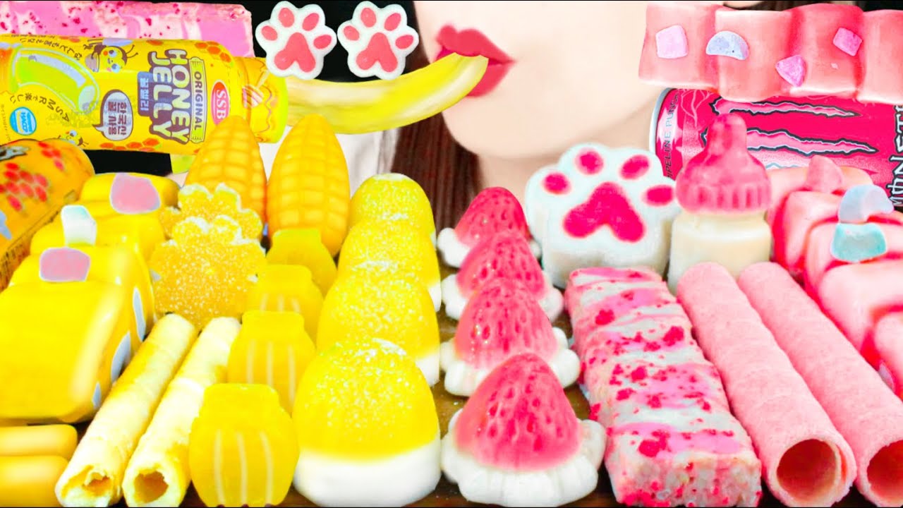 【ASMR】YELLOW & PINK DESSERTS💛💗 MUKBANG 먹방 食べる音 EATING SOUNDS NO TALKING ...