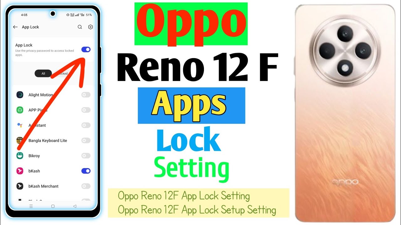 How To Oppo Reno 12F App Lock Setting/Oppo Reno 12F App Lock Setup ...
