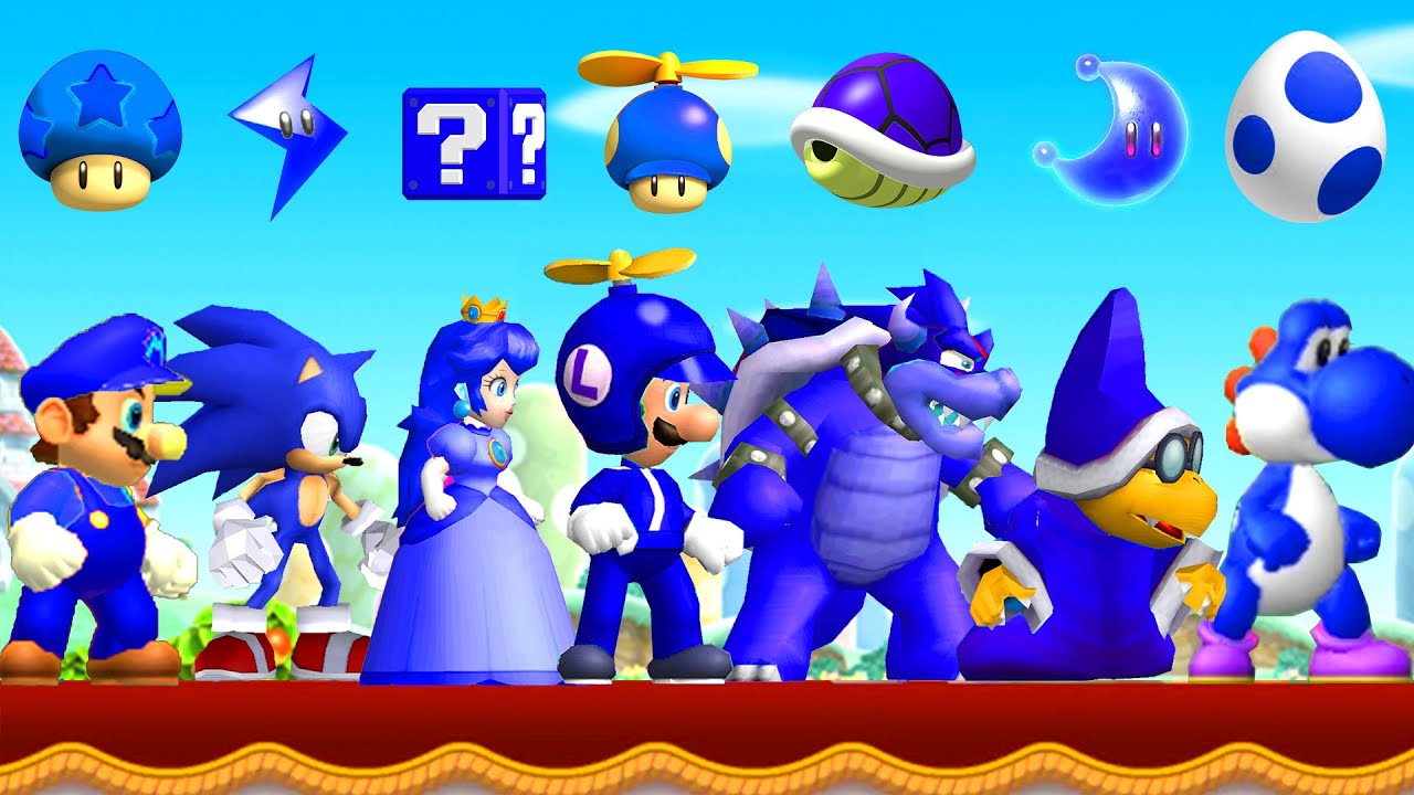 What happens if Super Mario Allstars use All New Blue Power-Ups - YouTube