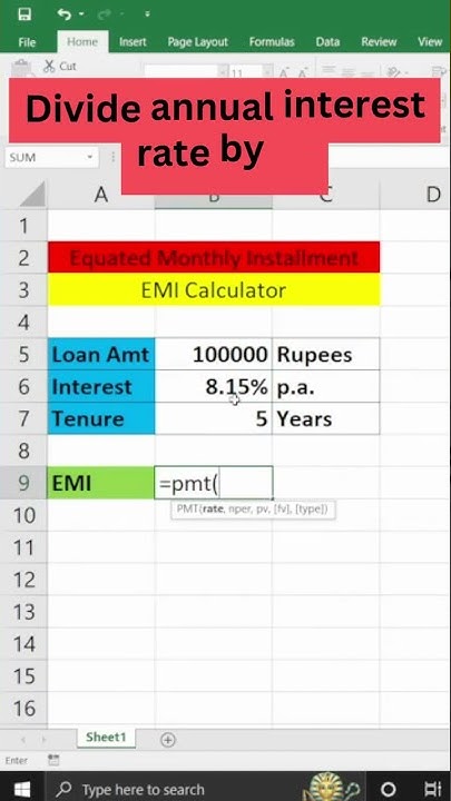 How to calculate EMI in excel - YouTube