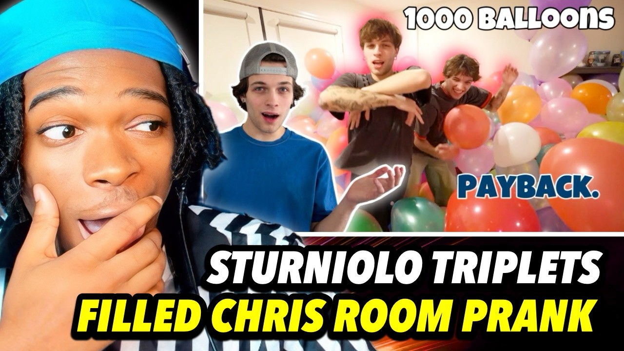 STURNIOLO TRIPLETS FILLING CHRIS'S ROOM WITH 1000 BALLOONS - YouTube