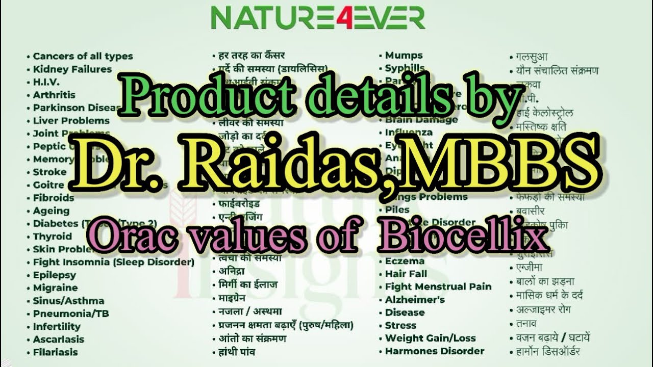 Orac Values of Biocellix by DR. RAIDAS,MBBS - YouTube