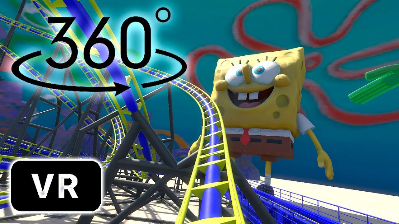 SpongeBob Roller Coaster VR 360° Dive with Ocean-Cartoon Heroes! 🌊🎢# ...