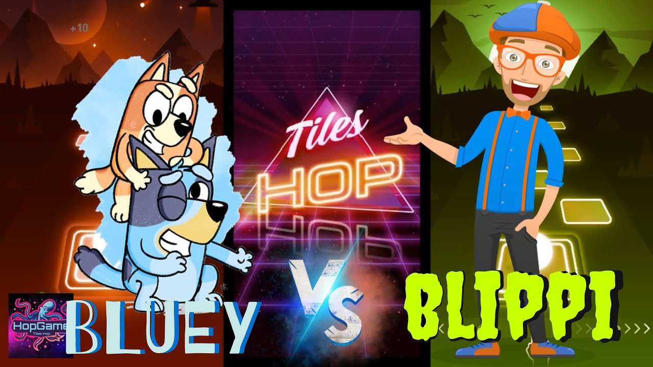 Bluey VS Blippi | Tiles Hop EDM Rush! HopGame - YouTube