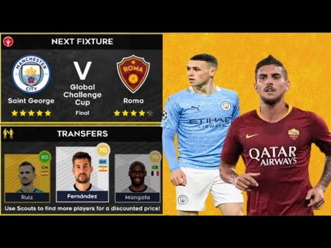 DLS 22| Global Challenge Cup Final | Roma Vs Manchester City | Dream ...