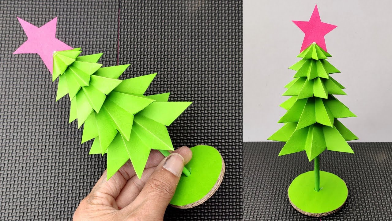 3D Christmas paper tree / How to make a 3D paper Christmas tree / DIY ...
