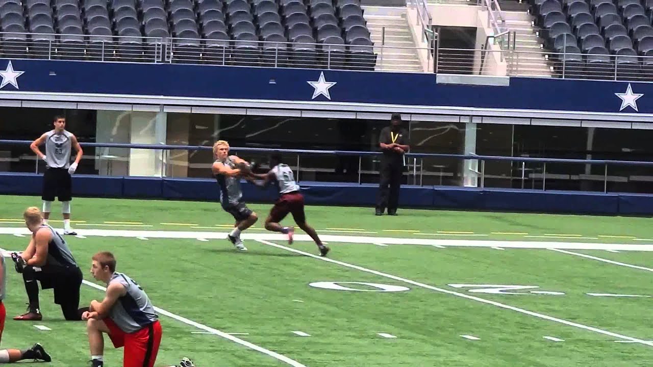 Matt Blaser Receiving Rep 1 Blue-Grey Super Combine at AT&T Stadium ...