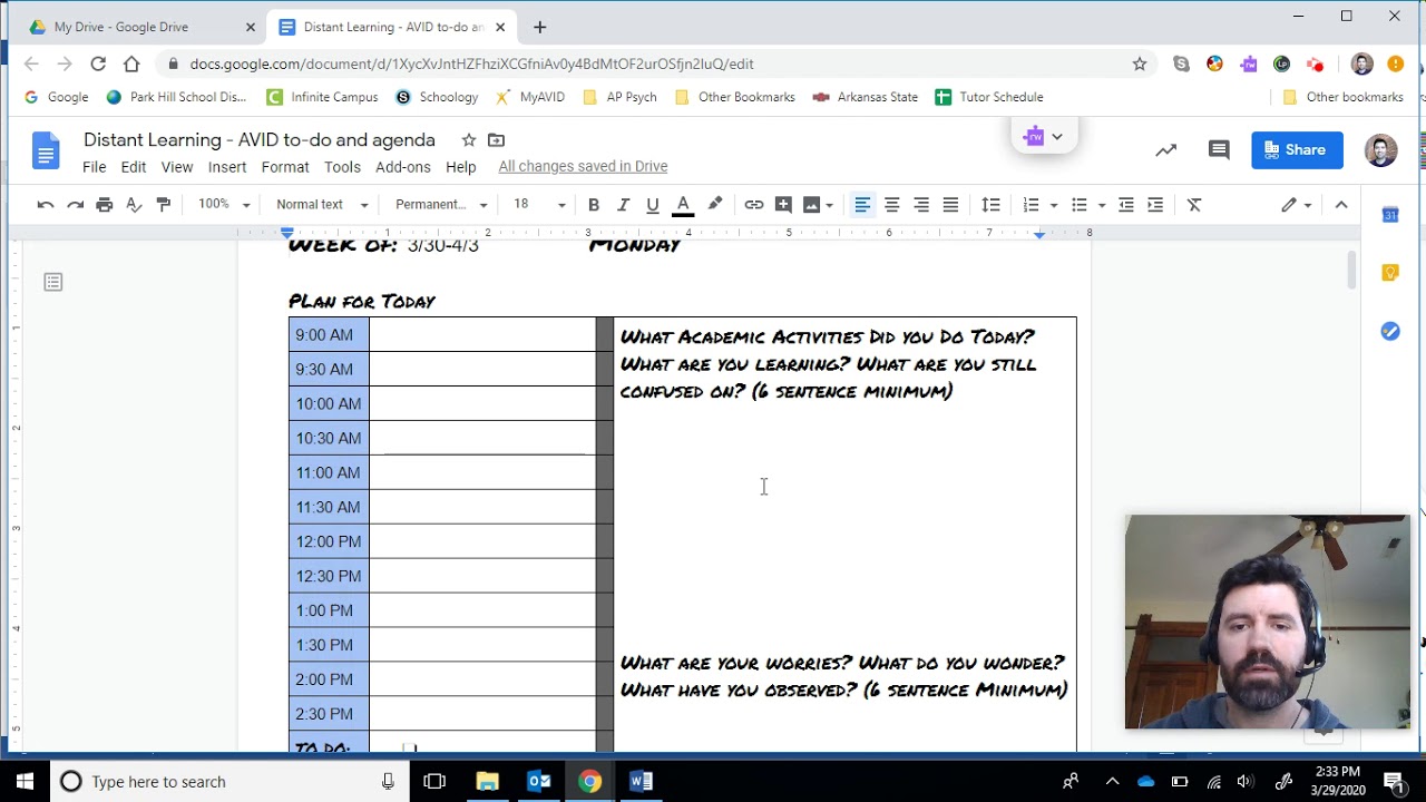 AVID To-Do and Learning Log - Distant Learning - YouTube