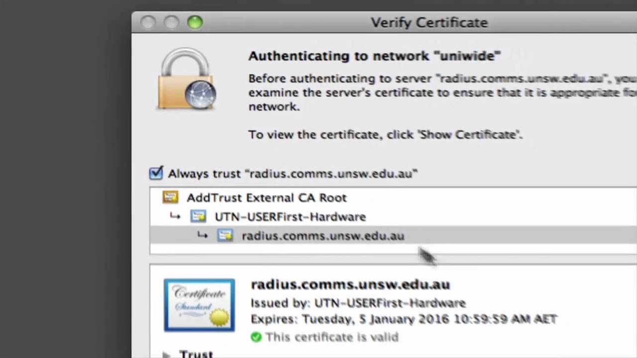 Configuring a Mac to UNSW Uniwide Wireless Network - YouTube