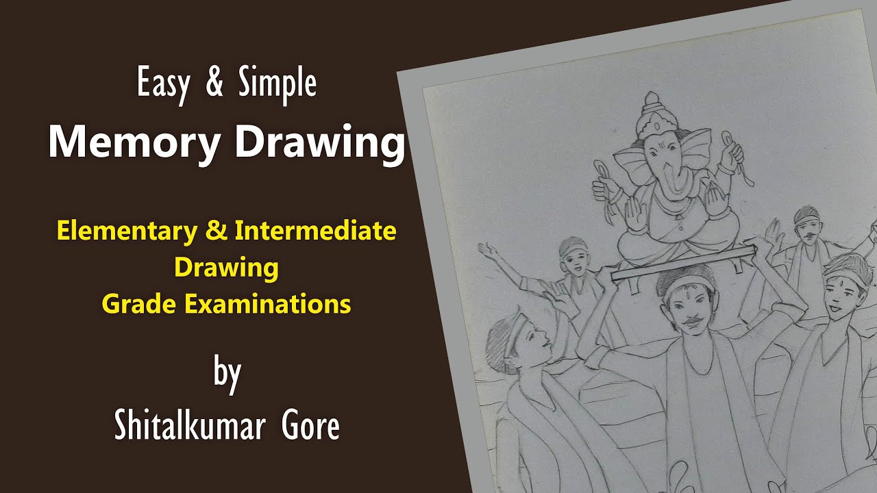 Ganpati visarjan Memory drawing, Drawing Exam, Easy tutorial on Ganpati ...