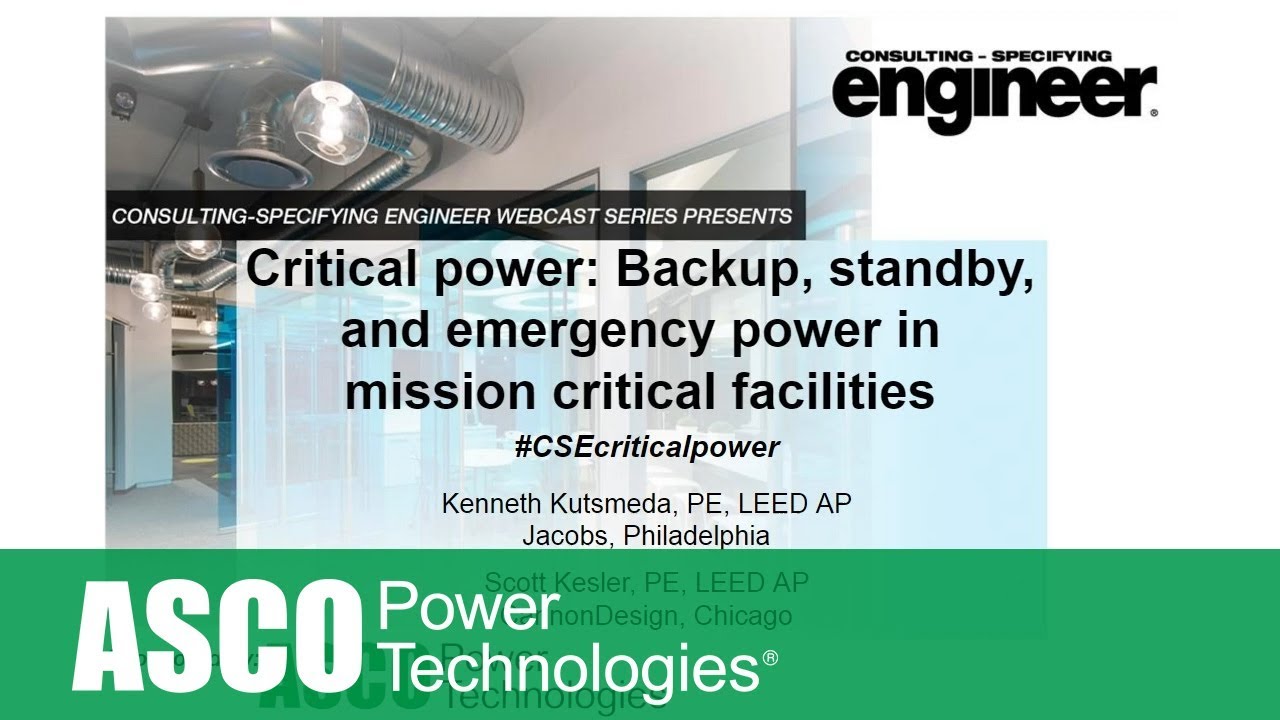 Critical power: Backup, standby, and emergency power in mission ...