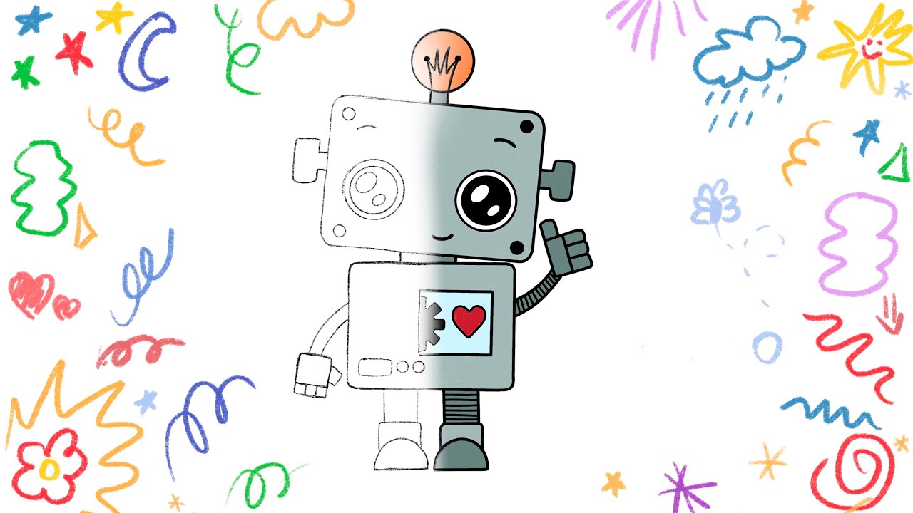 How To Draw A Cute Robot - YouTube