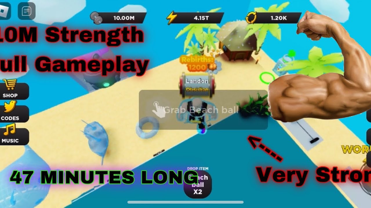 1200 REBIRTHS and 10M Strength Full Gameplay - Roblox Strongman ...