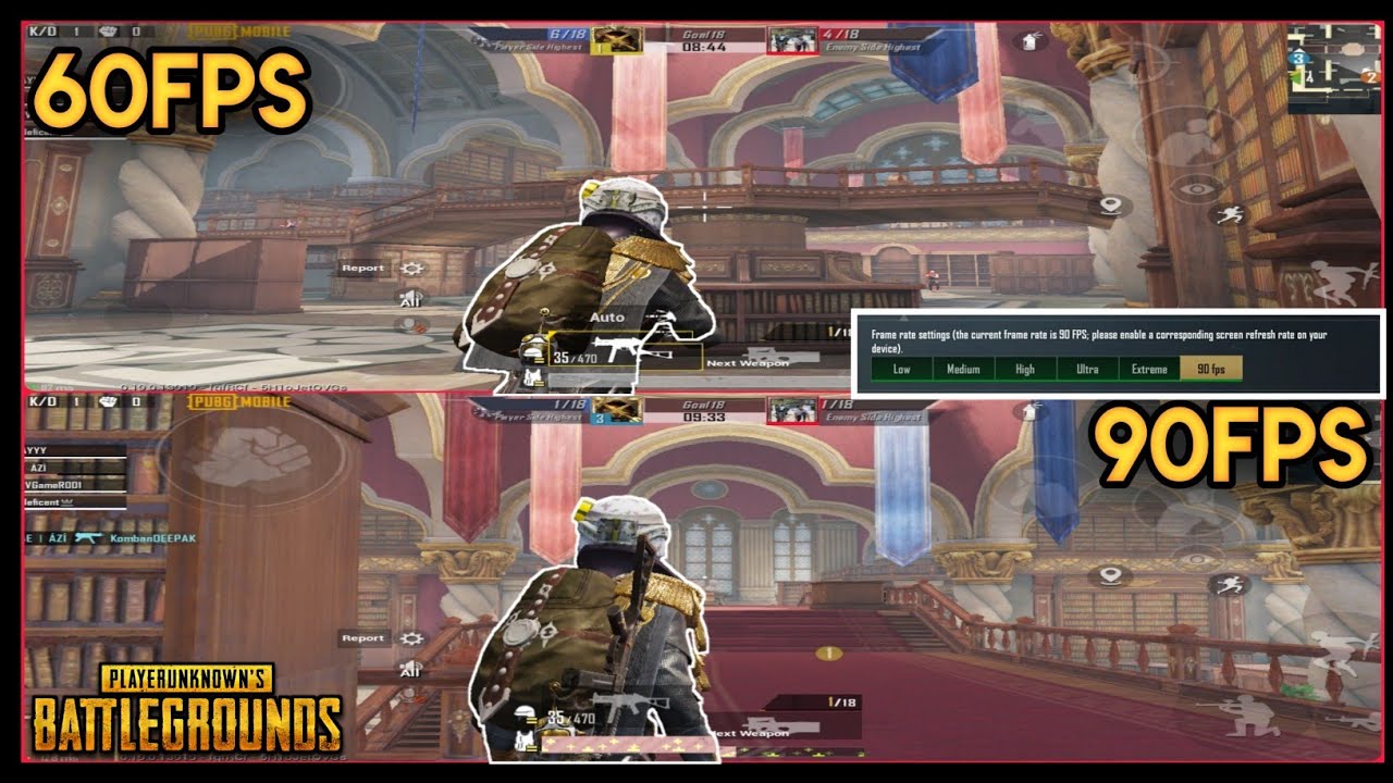 Difference between 60fps and 90fps | pubg mobile - YouTube