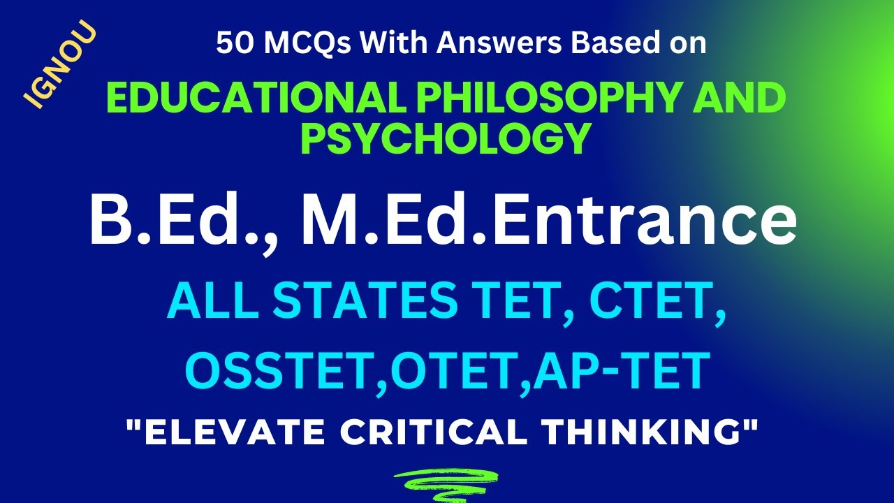 Elevate Critical Thinking, 50 MCQs Based on Educational Psychology ...