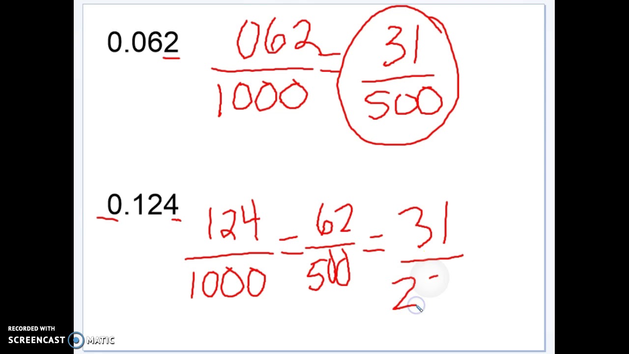 Math 8, Chapter 1 Lesson 1 Day 2 "Decimals to Fractions" - YouTube