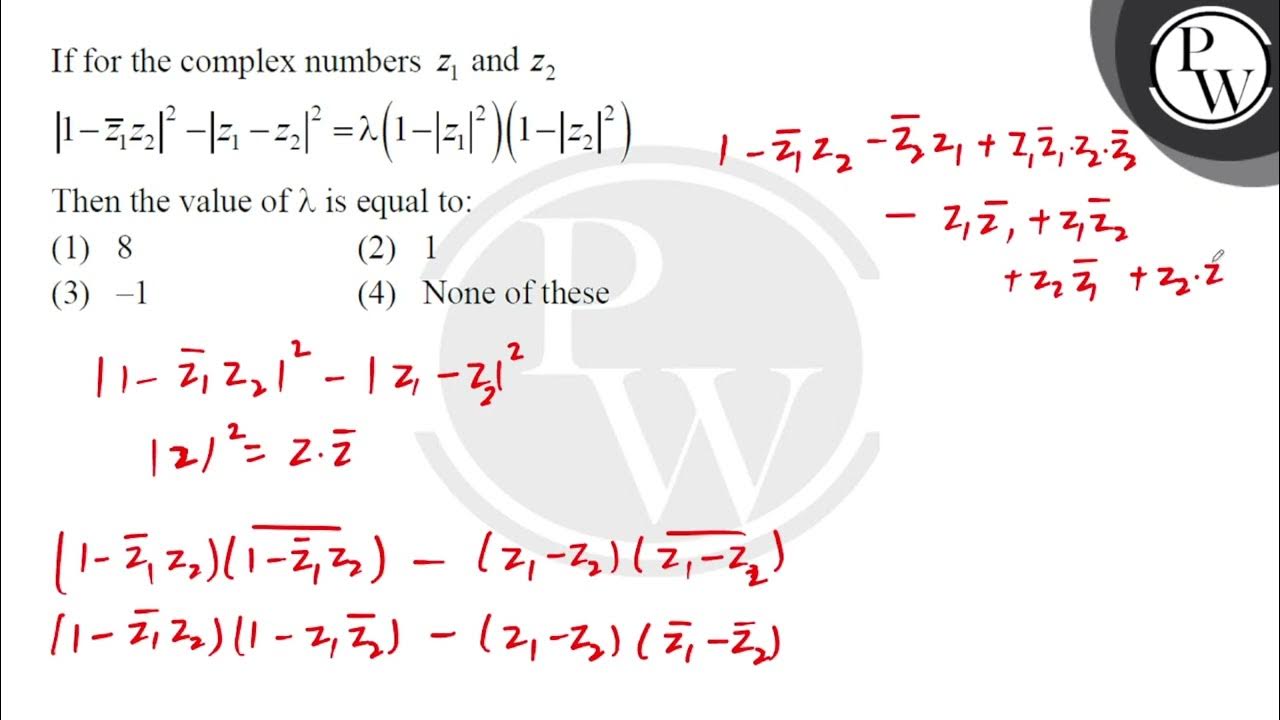 If for the complex numbers \( z_{1} \) and \( z_{2} \) \( \mathrm{P... - YouTube