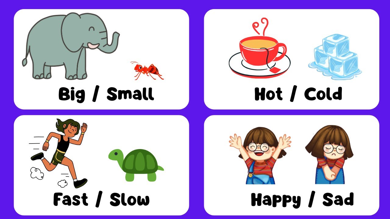 Easy Opposites for Kids: Big & Small, Fast & Slow, Happy & Sad! - YouTube