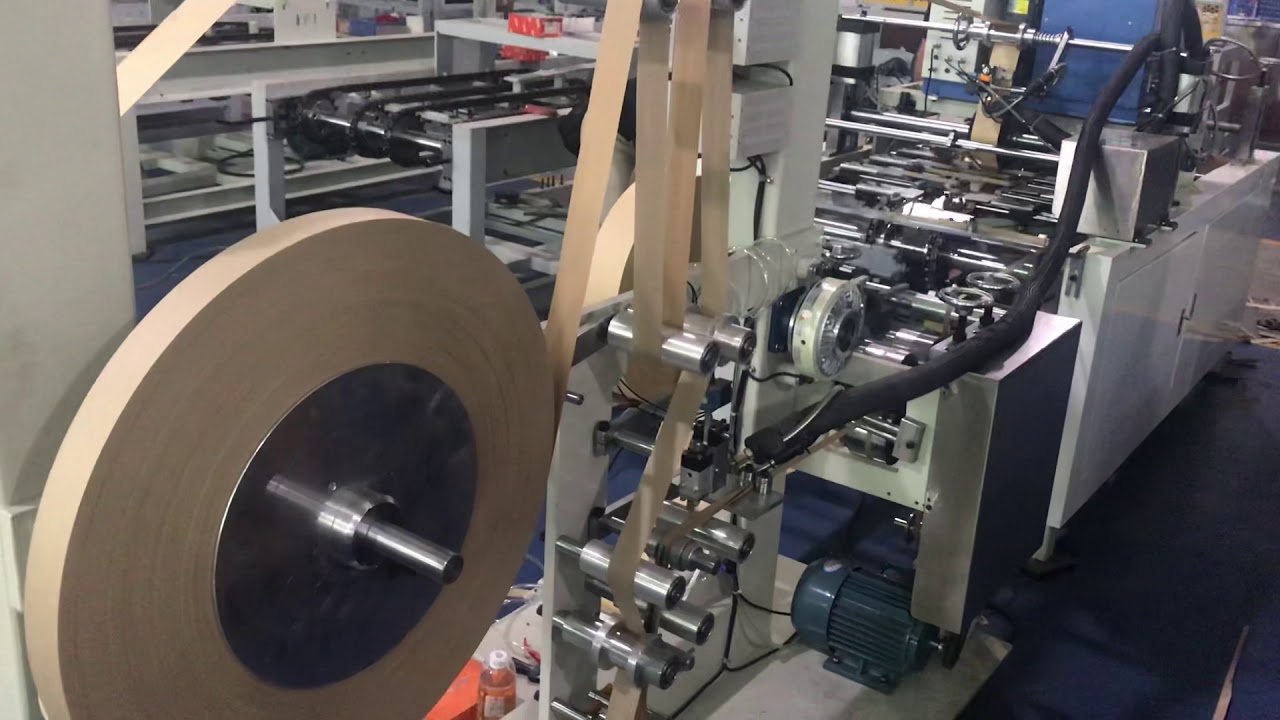 Flat paper handle making machine - YouTube