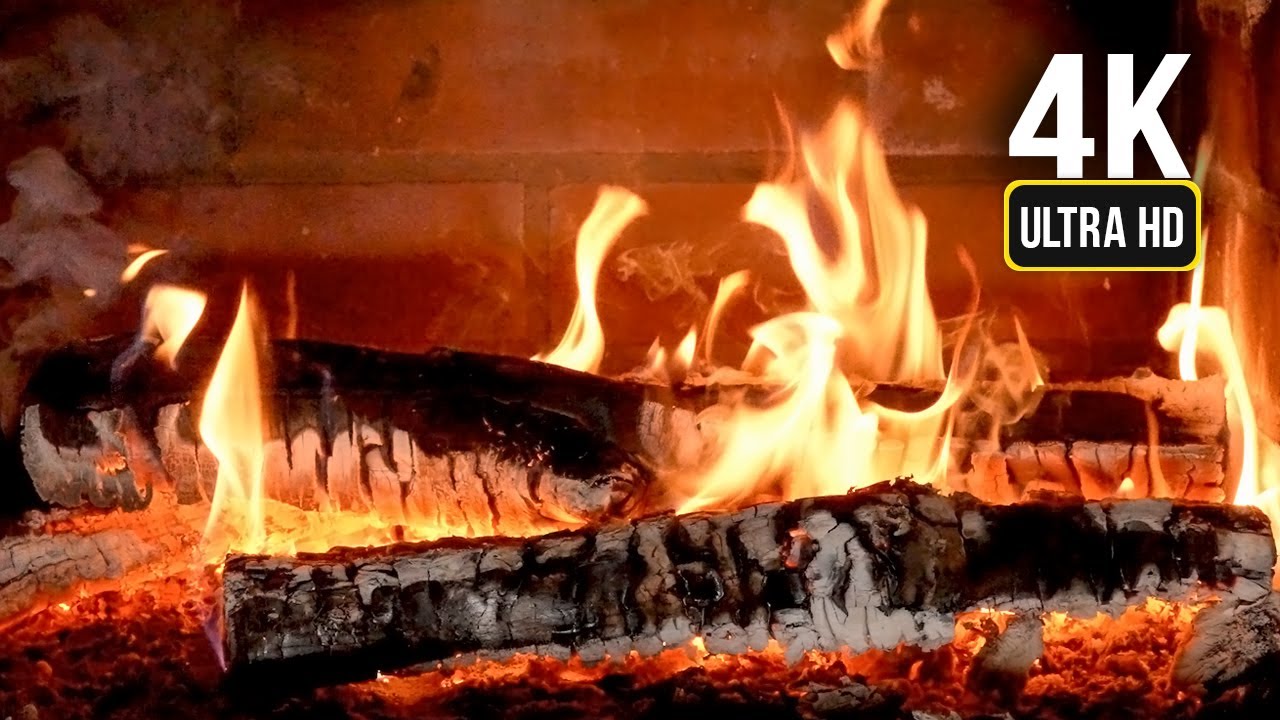 🔥 4K True Fireplace Burning. Relaxing Fire Burning Video & Crackling ...