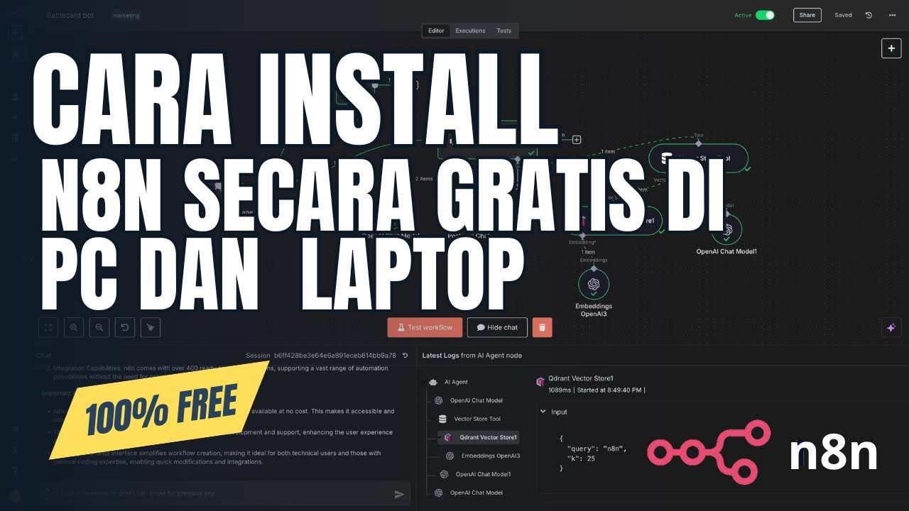 Tutorial Lengkap Cara Install n8n Gratis di Laptop / PC Menggunakan Docker Desktop - YouTube