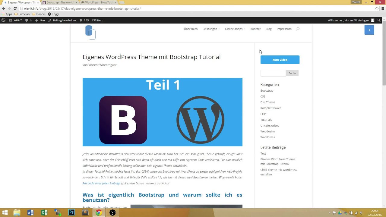 Wordpress Theme erstellen mit Bootstrap - Tutorial Teil 1 Deutsch - YouTube