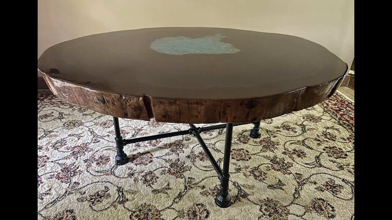 Start to Finish Walnut Wafer with Epoxy - YouTube