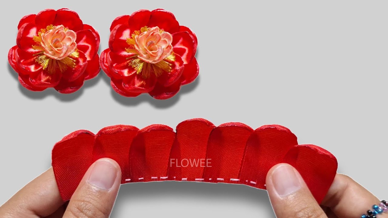 Whole Ribbon Rose - Ribbon Flowers - How to make an easy ribbon rose ...