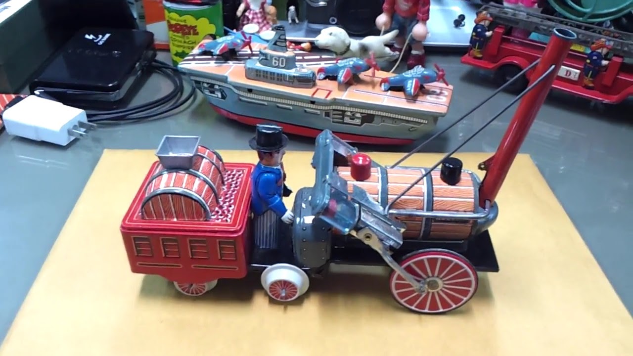FRICTION POWERED OLD TIMER LOCOMOTIVE TIN TOY K JAPAN - YouTube