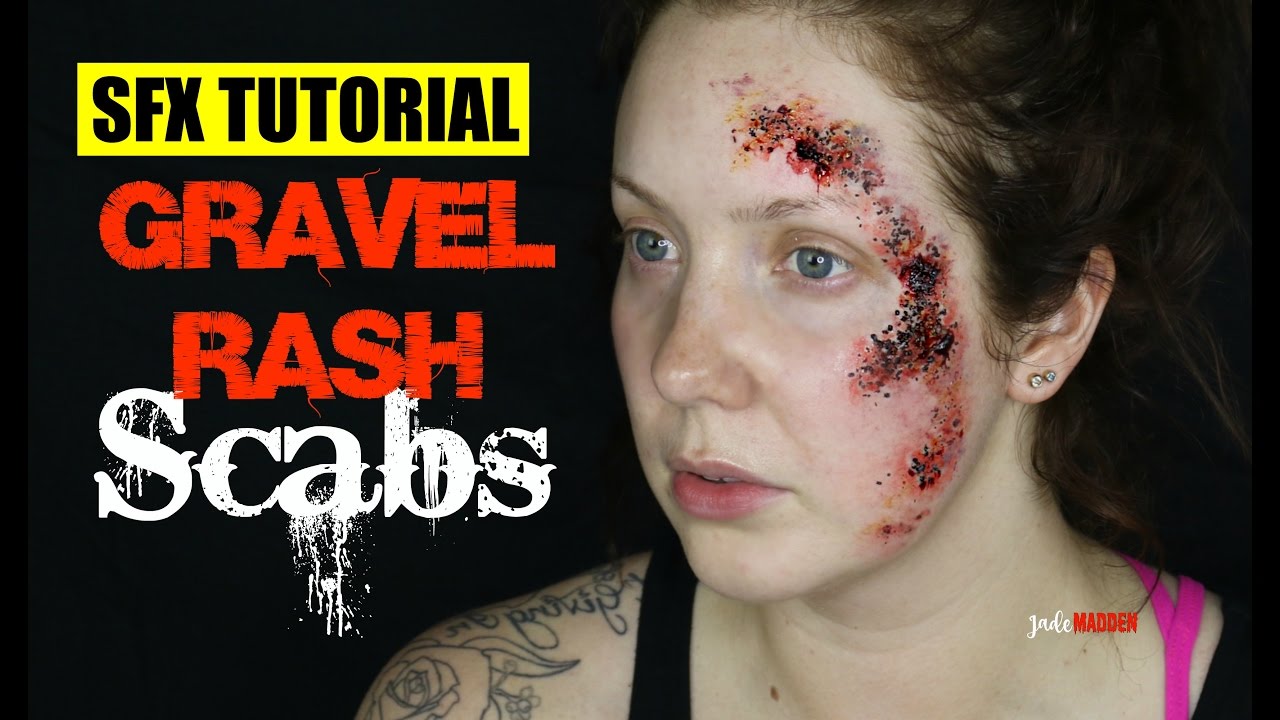 GRAVEL RASH & SCABS SFX MAKEUP | 2 MINUTE TUTORIAL | Jade Madden - YouTube