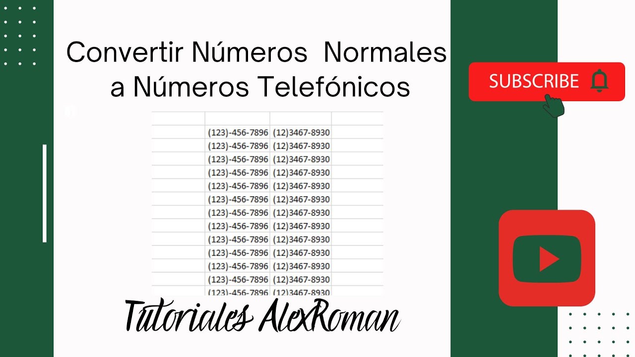 Cambiar Números Normales a Números Telefónicos En Excel 2019 - YouTube