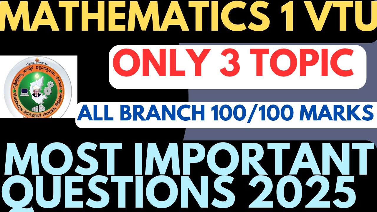 Engineering Mathematics 1 VTU Most Important Questions | Engineering M1 2025 Most Important ...