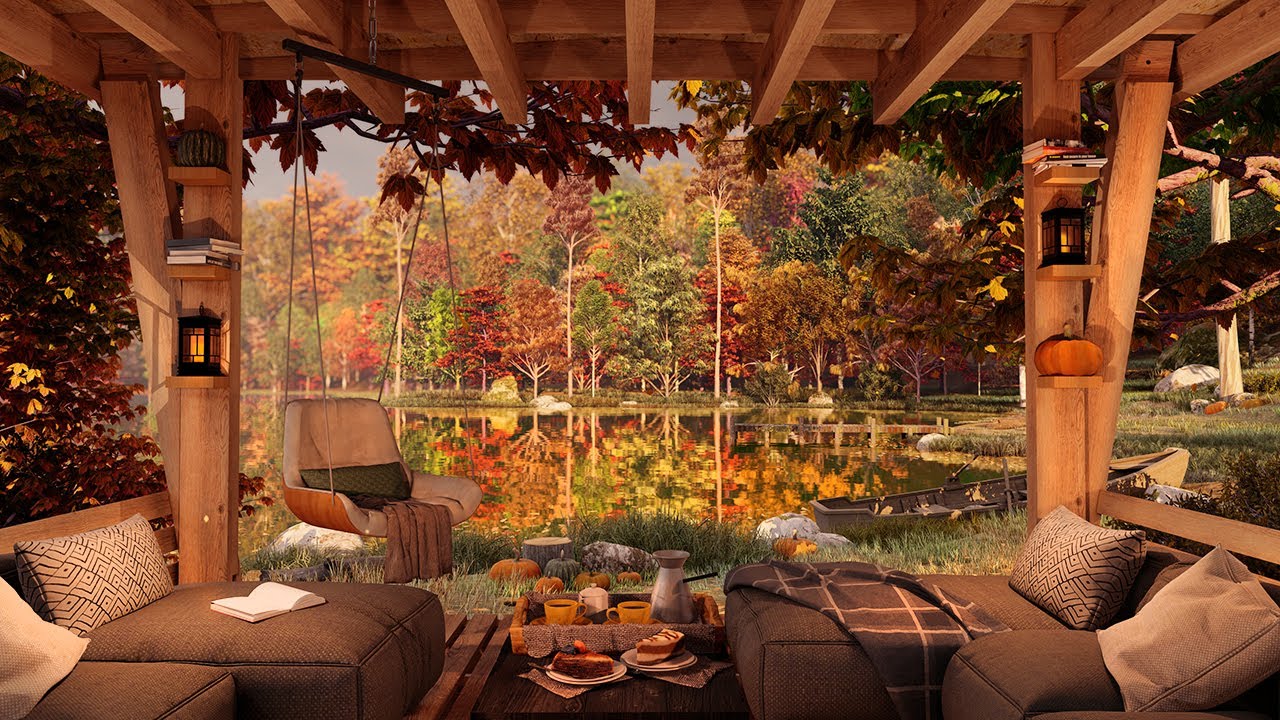 Fall Scenery With Nature Sounds 🌿🍂 Cozy Autumn Day At The Lake W ...