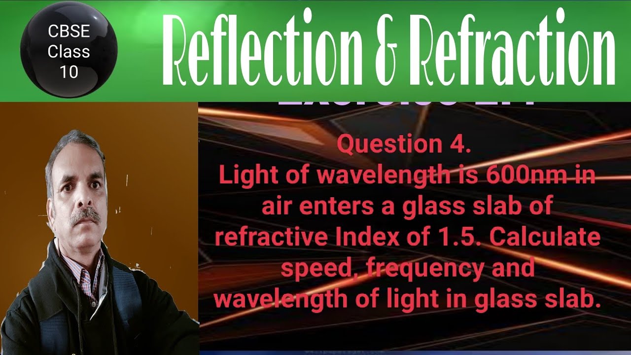 Light of wavelength is 600nm in air enters a glass slab of refractive ...