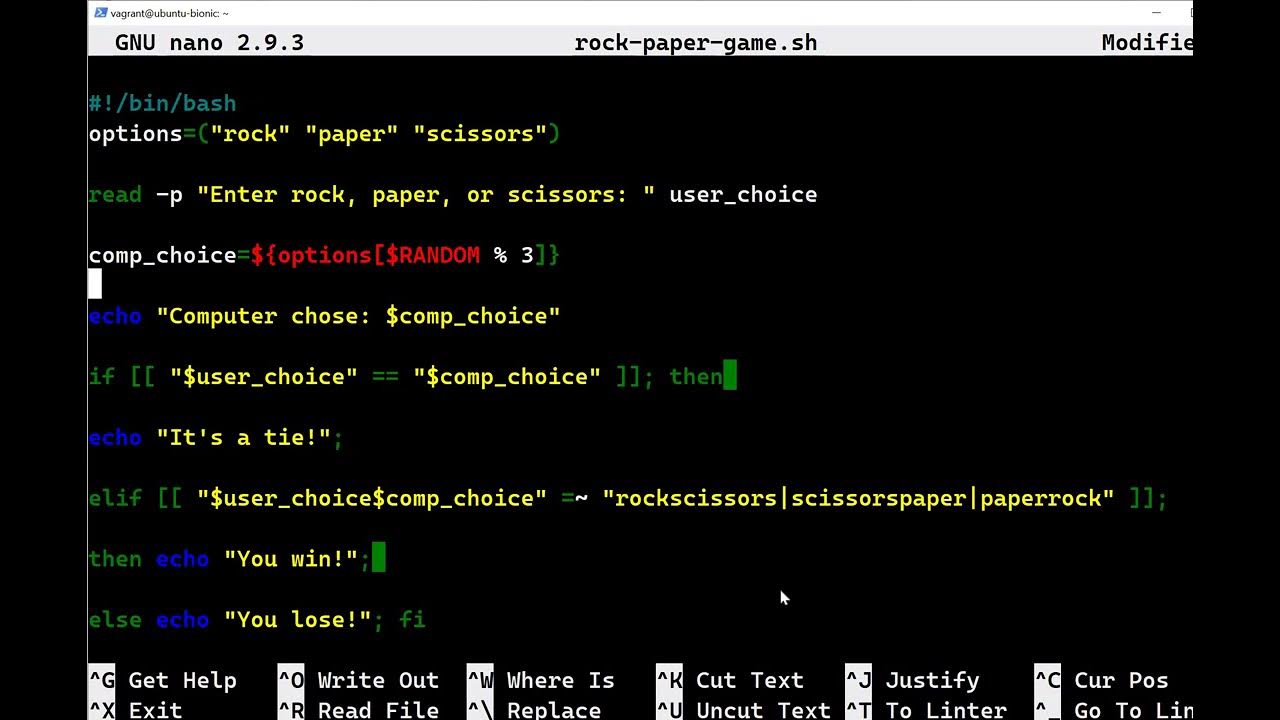 learn bash script rock paper scissors game 10 lines of code shorts - YouTube