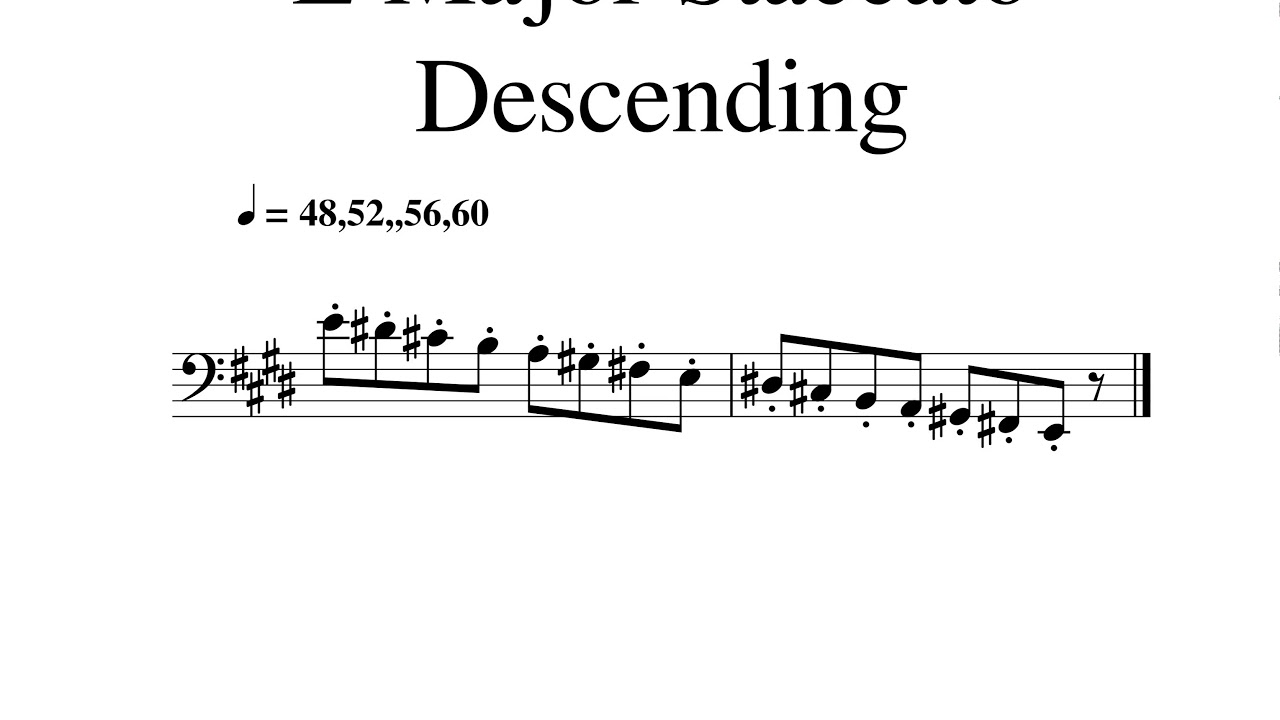E Major 2 Octave Descending Staccato 48,52,,56,600001 - YouTube